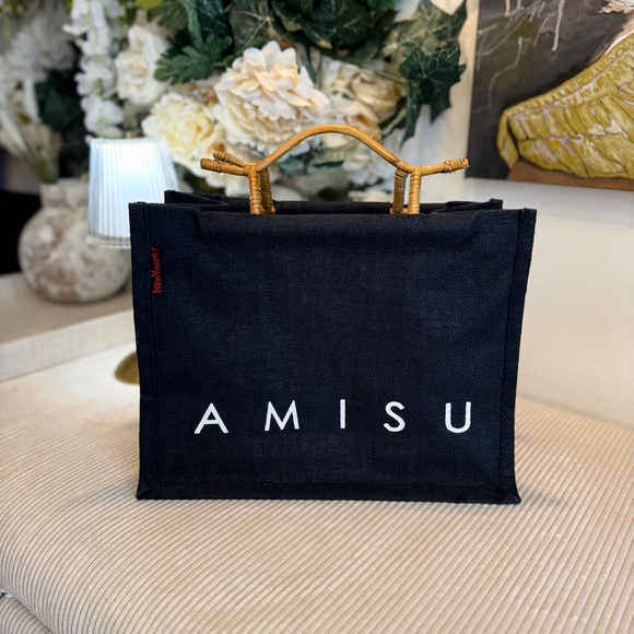 Amisu | Bags | Amisu Jute Canvas Beach Satchel Market Tote Carryall ...